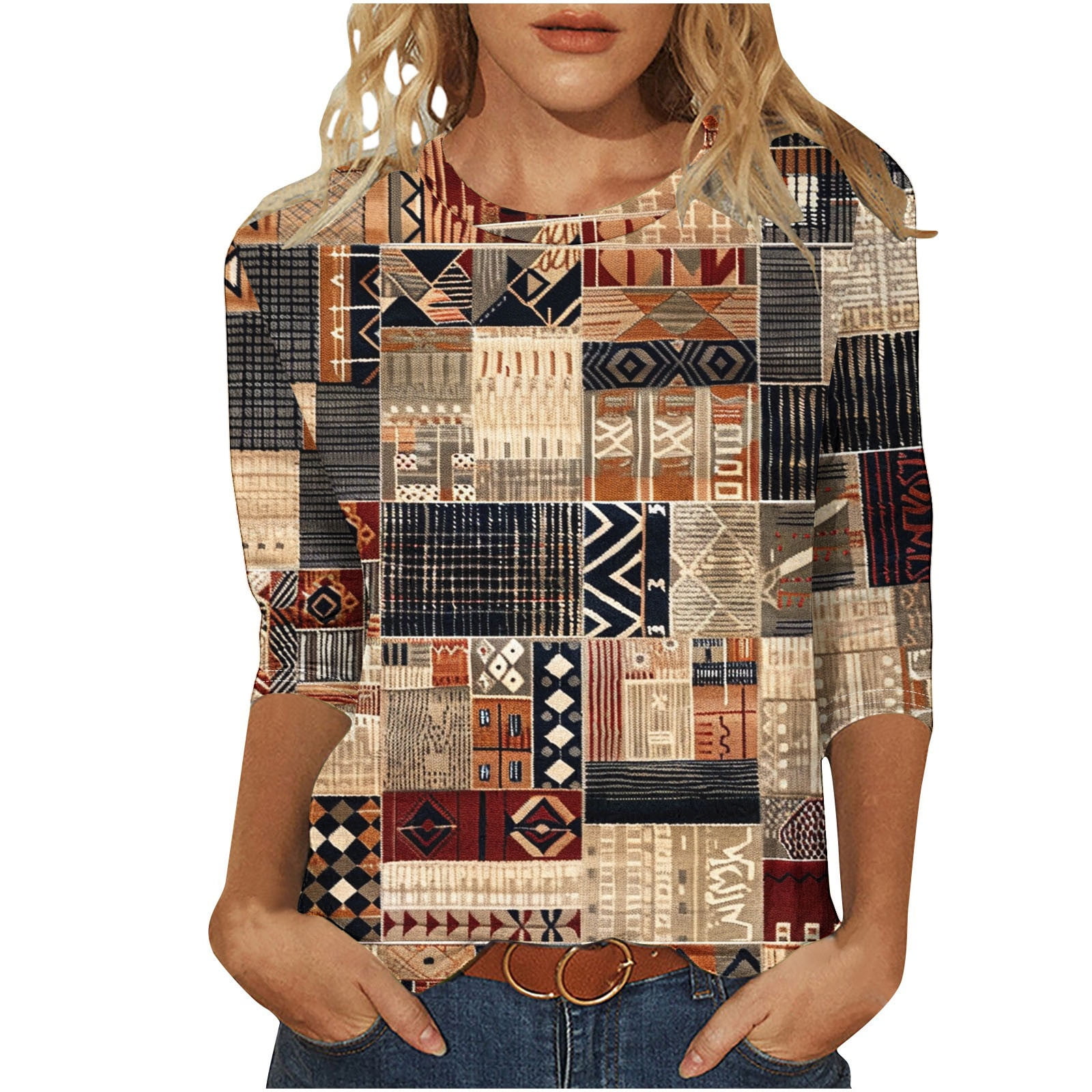 Click here for Hkejiaoi Womens Floral Printed 3/4 Length Sleeve S... prices