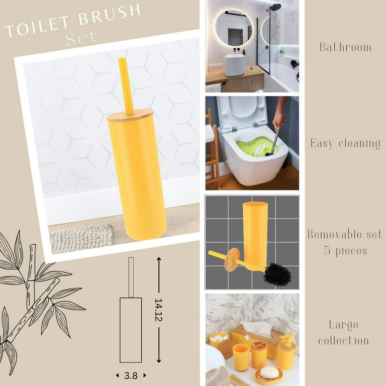Yellow toilet brush holder store