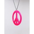 Real Metal Hot Pink Peace Sign Pendant Necklace, Simple Hippie Enamel ...