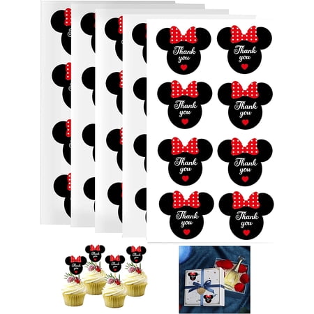 Minnie Thank You Stickers 2.38 x 2 inch Mickey Mouse Ears Head Labels ...