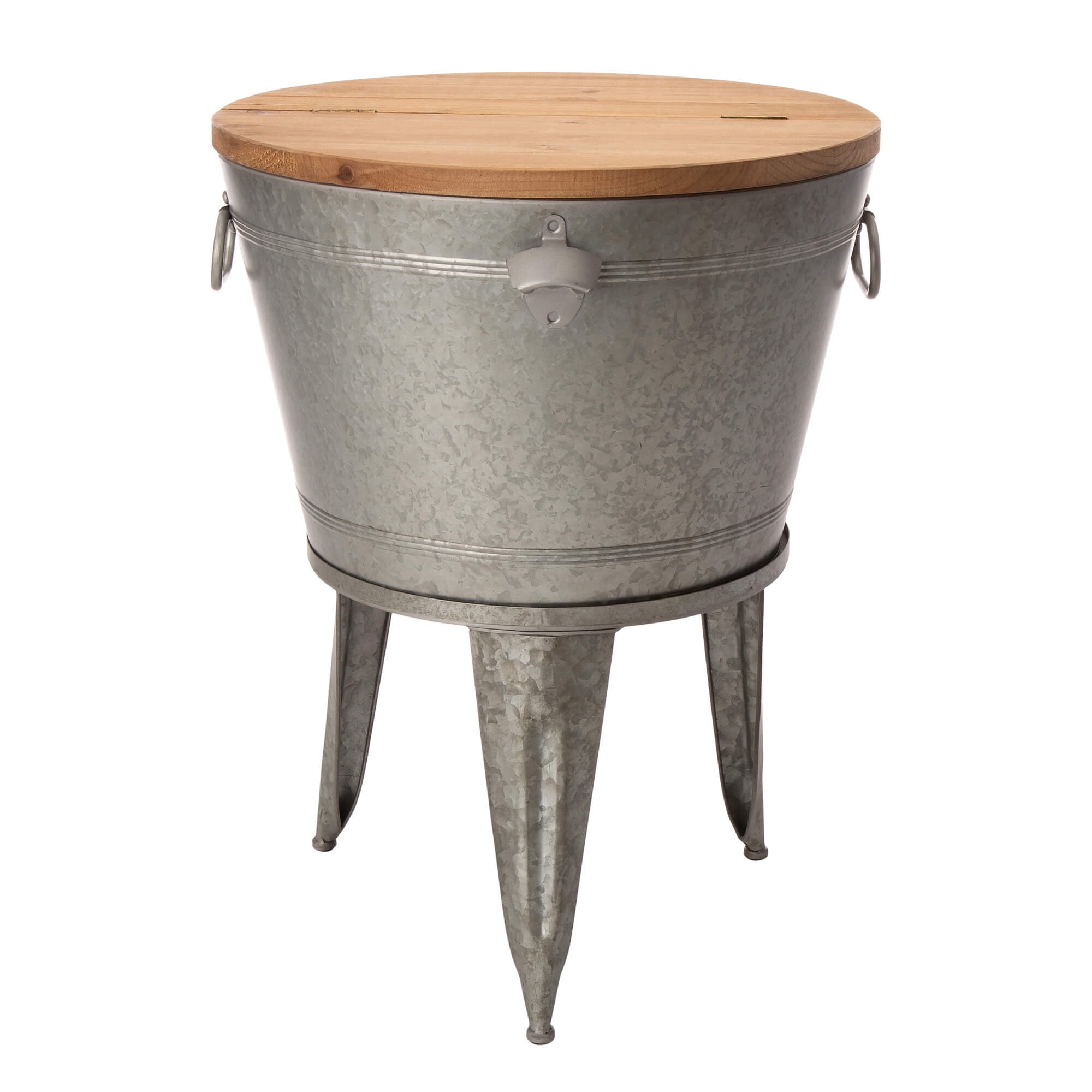 Glitzhome Galvanized Side Table with 8 Gallon Beverage Tub for Outdoor ...