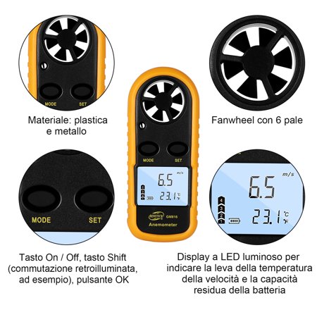 Digital Anemometer Wind Speed Gauge LCD digital anemometer wind Display ...