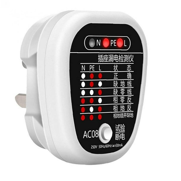 Socket Tester AC08 Portable RCD Plug Electrical Socket Circuit Polarity ...