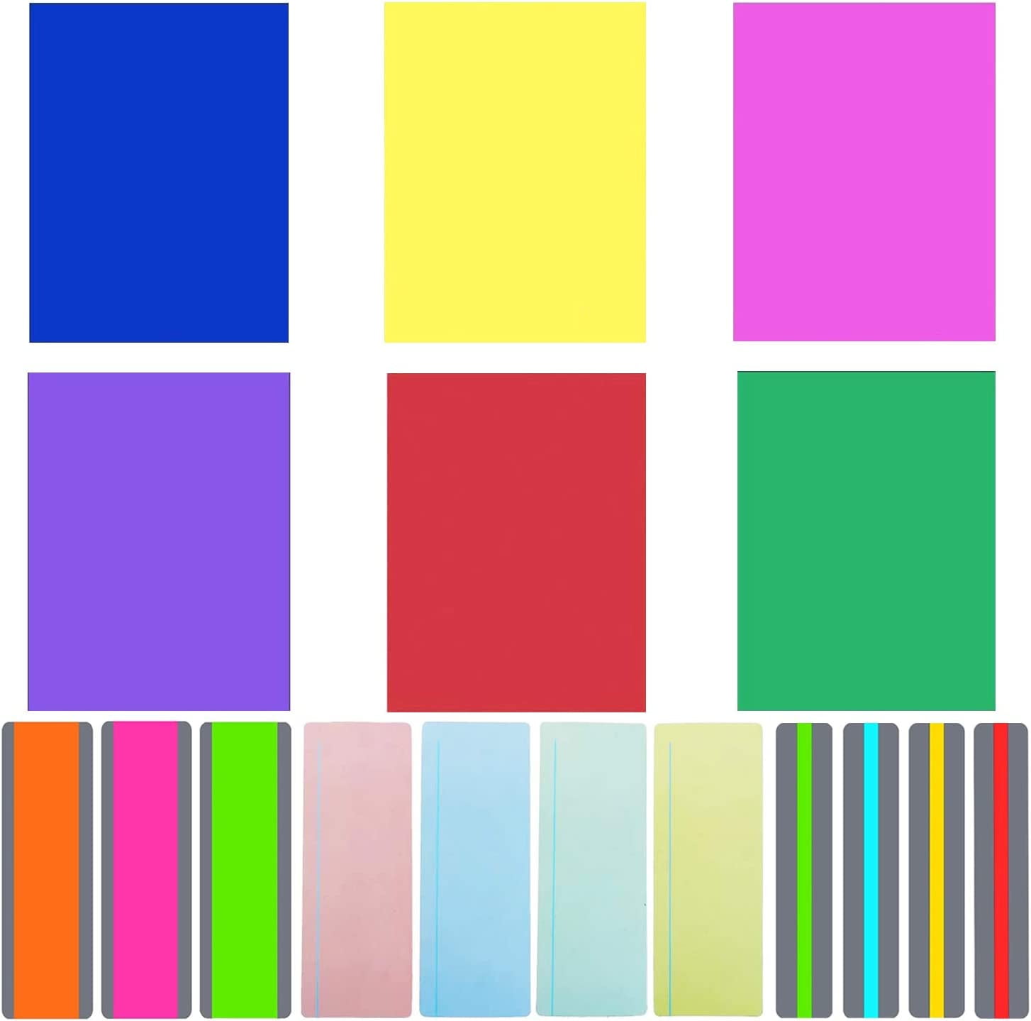 17 Pack Reading Guide Strips Colored Overlay Highlight Bookmarks A4 ...
