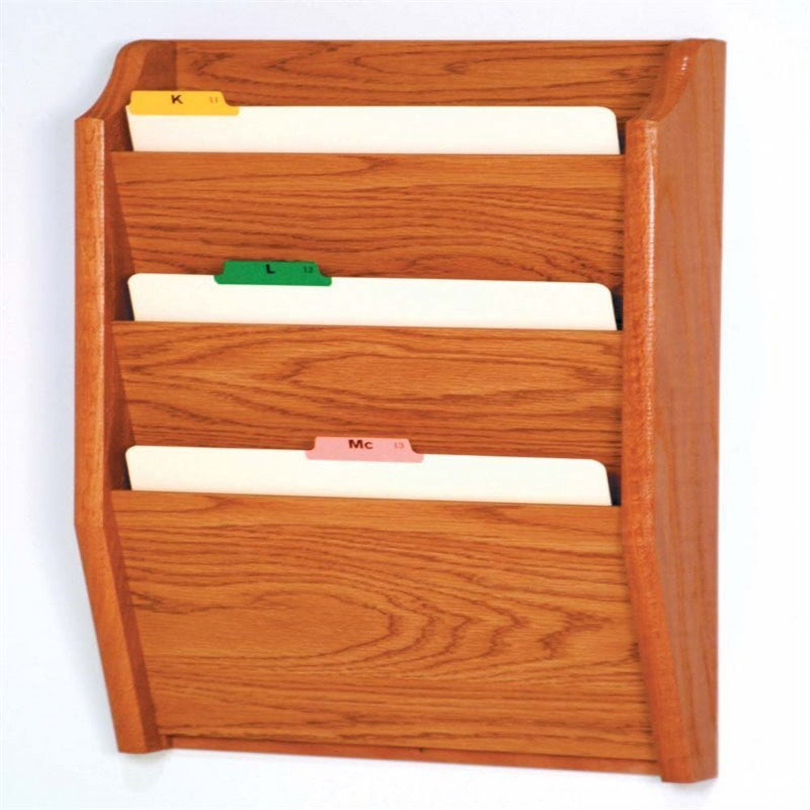 Pemberly Row 3 Pocket Legal Size Wall File Holder in Medium Oak ...