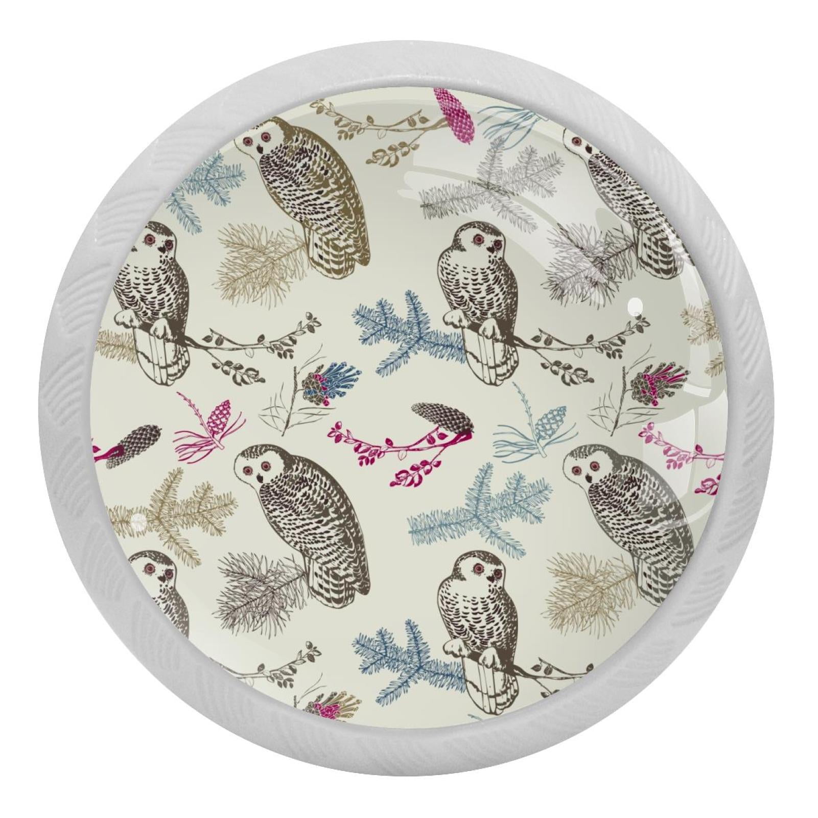 4PCS Round Owl Cabinet Fluorescence Knob Glowing in the Dark Furniture ...