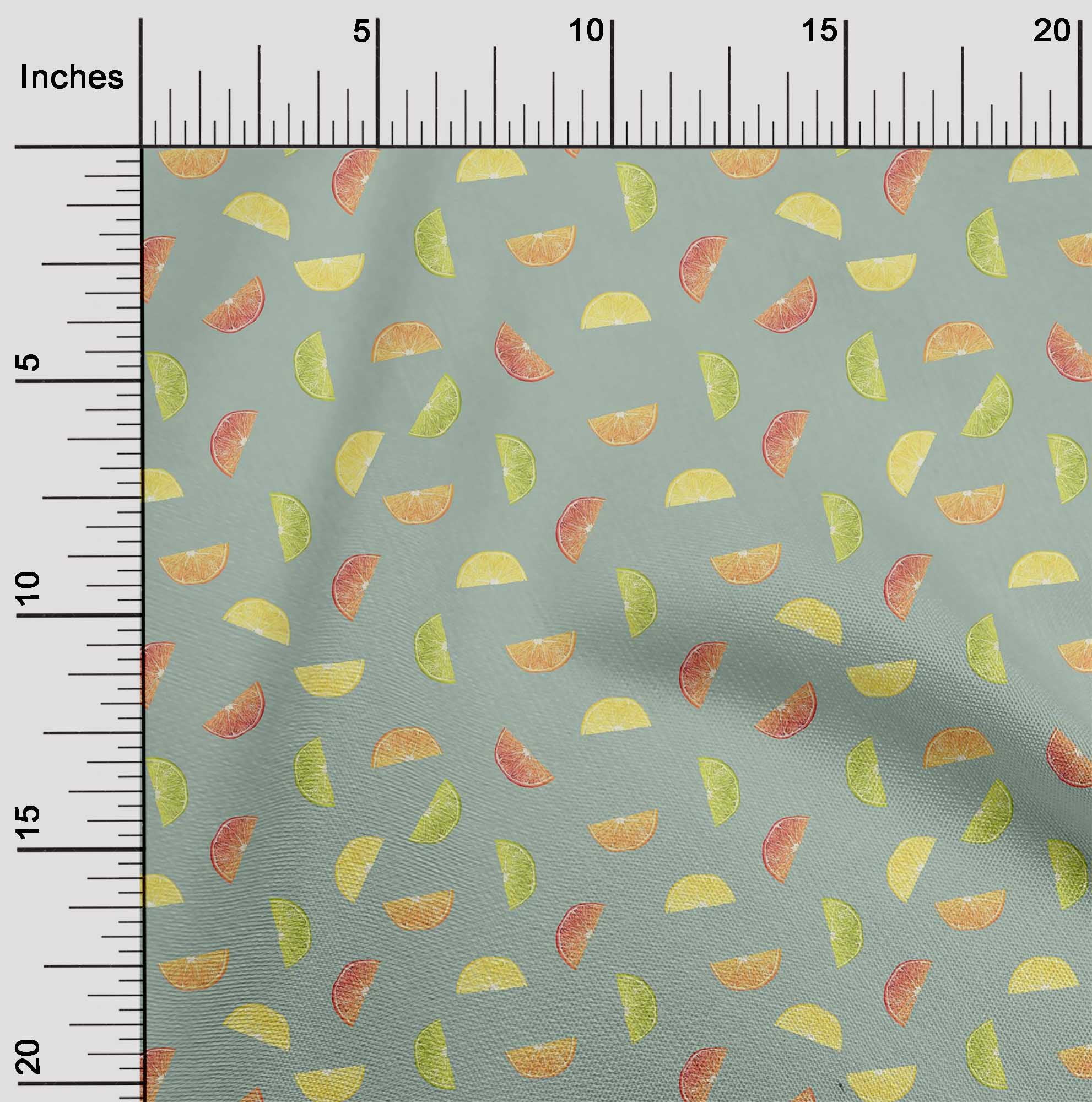 oneOone Viscose Chiffon Fabric Lemon Slice Vegetable Print Fabric by ...