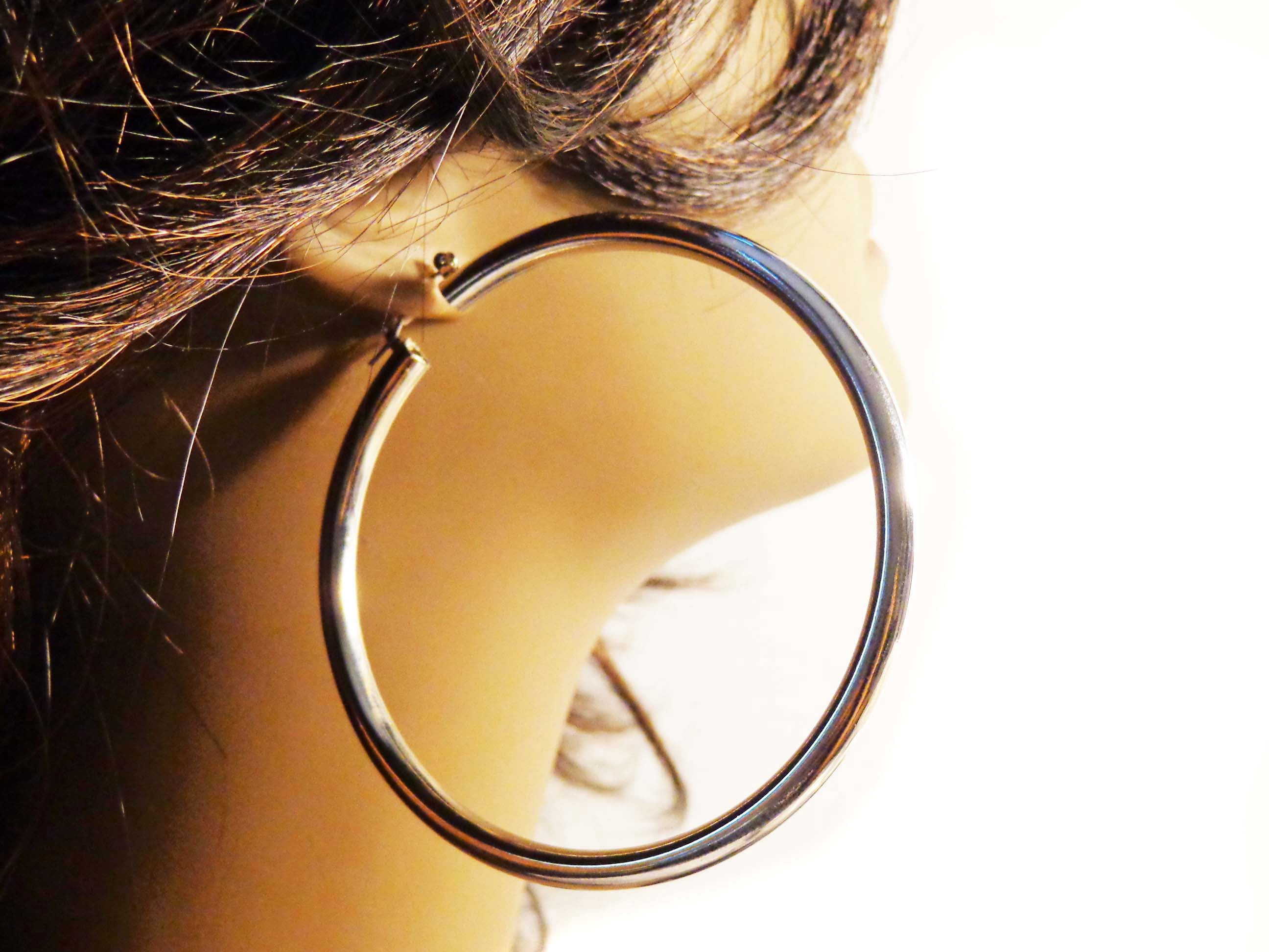 Large Hoop Earrings Silver Plated Pipe Tube Hoops 3 inch - Walmart.com