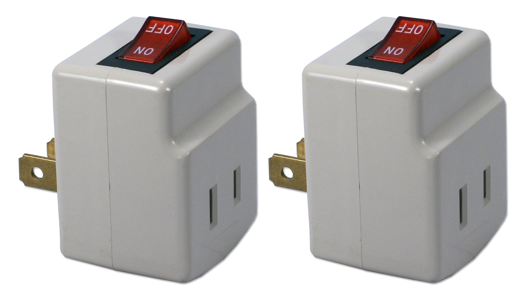 QVS 2-Pack Single-Port Power Adaptor with Lighted On/Off Switch ...