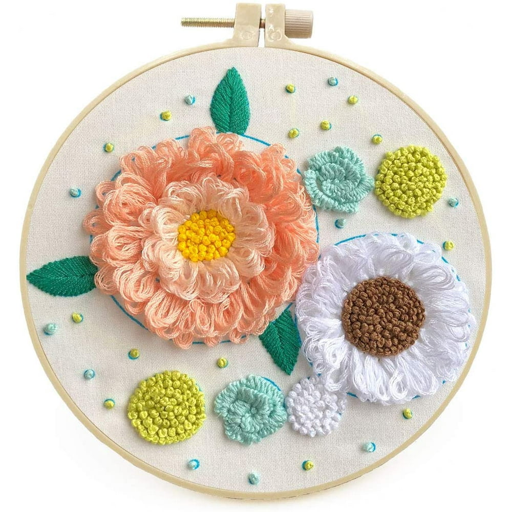 Maydear Stamped Embroidery Kit for Beginners with Pattern, Cross Stitch ...