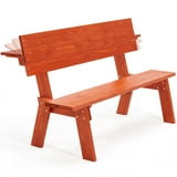 AVAWING Outdoor Convertible Garden Bench, Patio Picnic Bench, Red ...