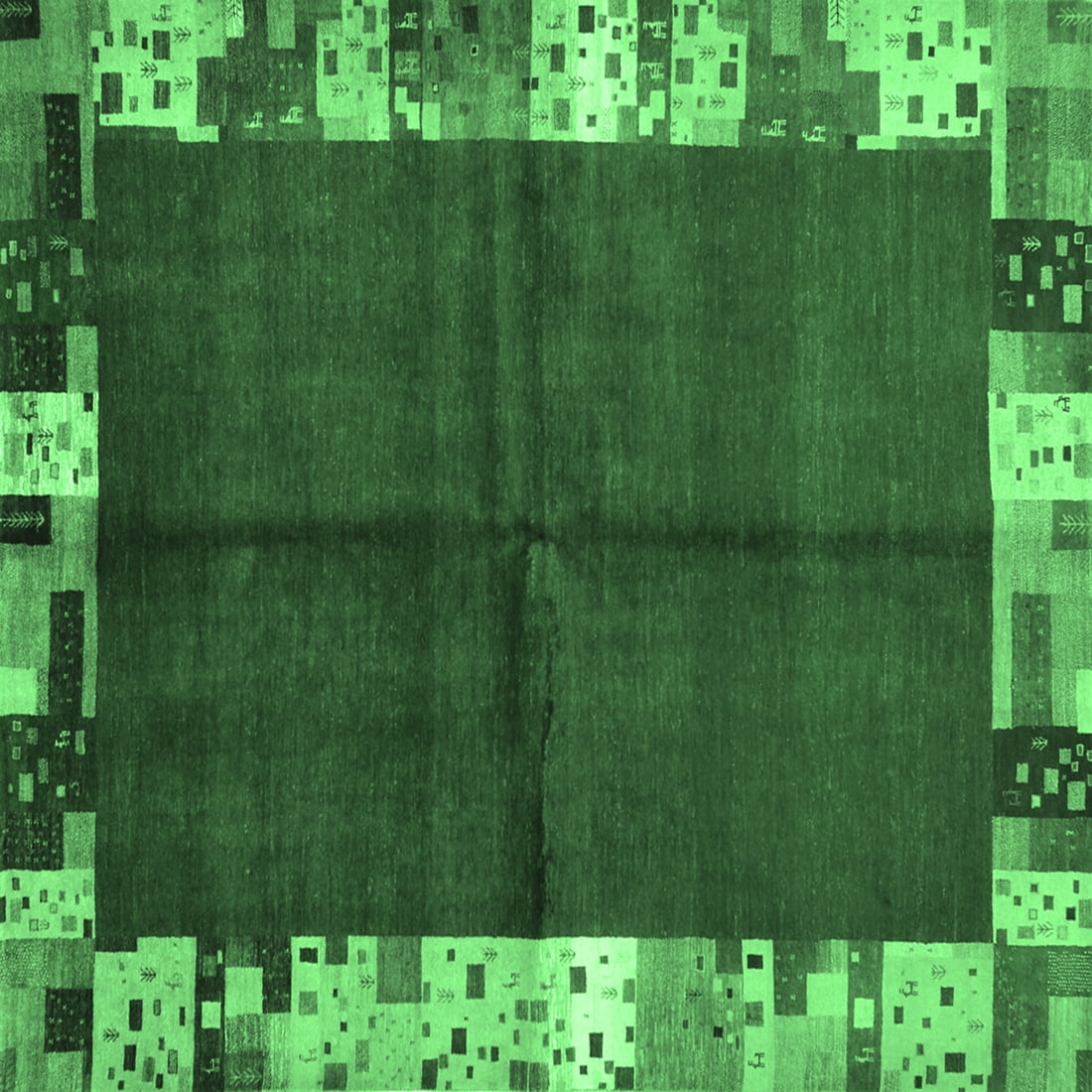 Ahgly Company Indoor Square Abstract Emerald Green Contemporary Area ...
