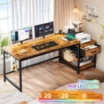 48.1 Inch Reversible Computer Desk with Built-in Power Outlets, LED ...