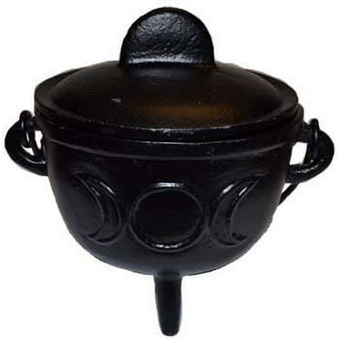 4" Triquetra Cast Iron Cauldron with Carry Handle for Spells, Smudging, Ritual & Blessings ...