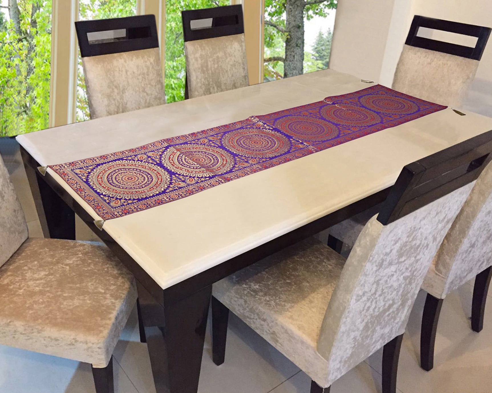 Stylo Culture Decorative Ethnic Center Table Runner Purple Gold Large ...
