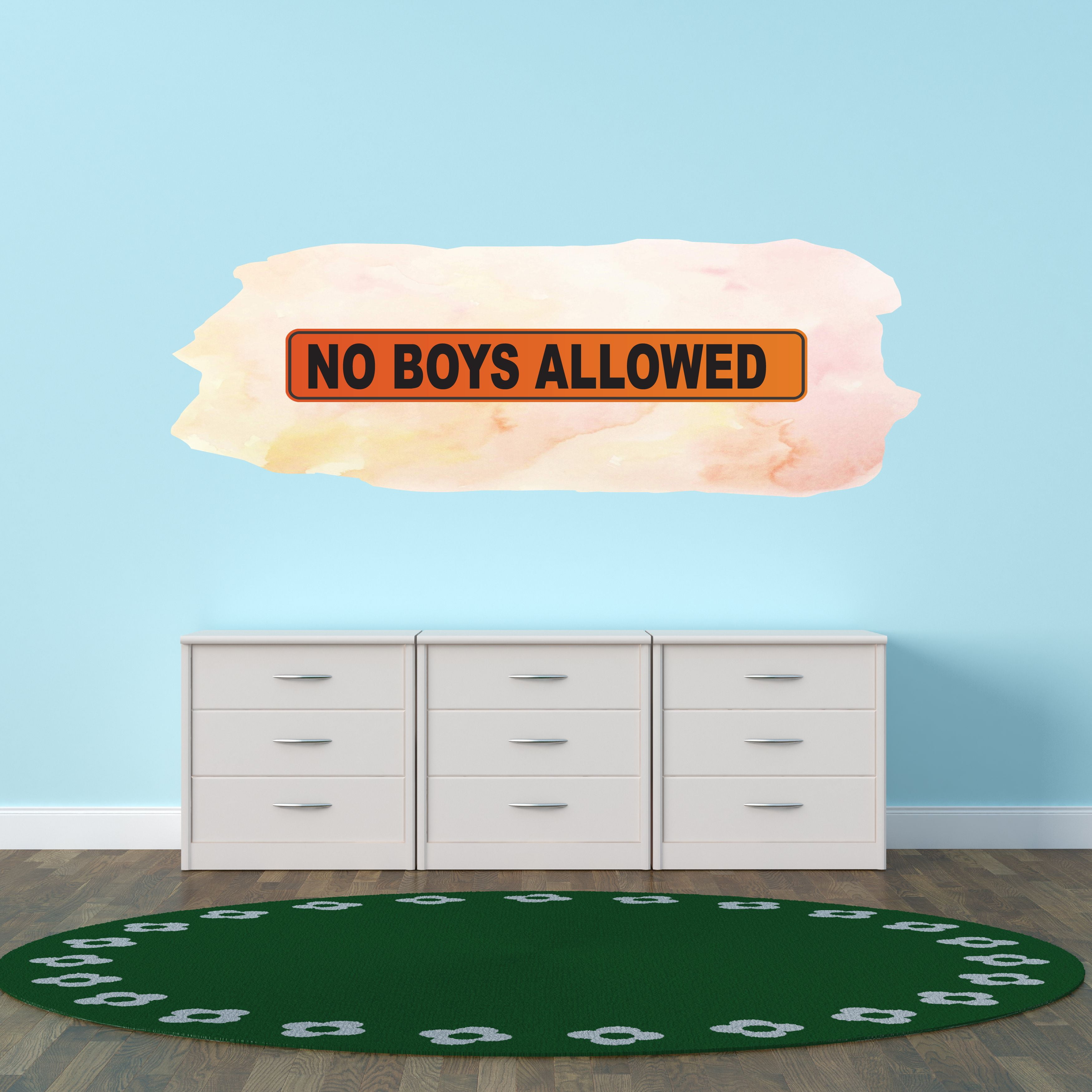 Sign Wall Decals for Girls Bedroom - Only Girls Restriction Sign DIY ...