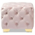 Baxton Studio Avara Modern Tufted Velvet Ottoman in Light Pink and Gold ...