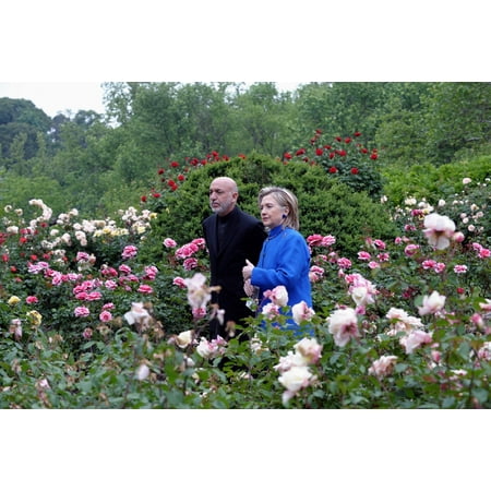 Hillary Clinton And Afghan President Hamid Karzai Walking In The ...
