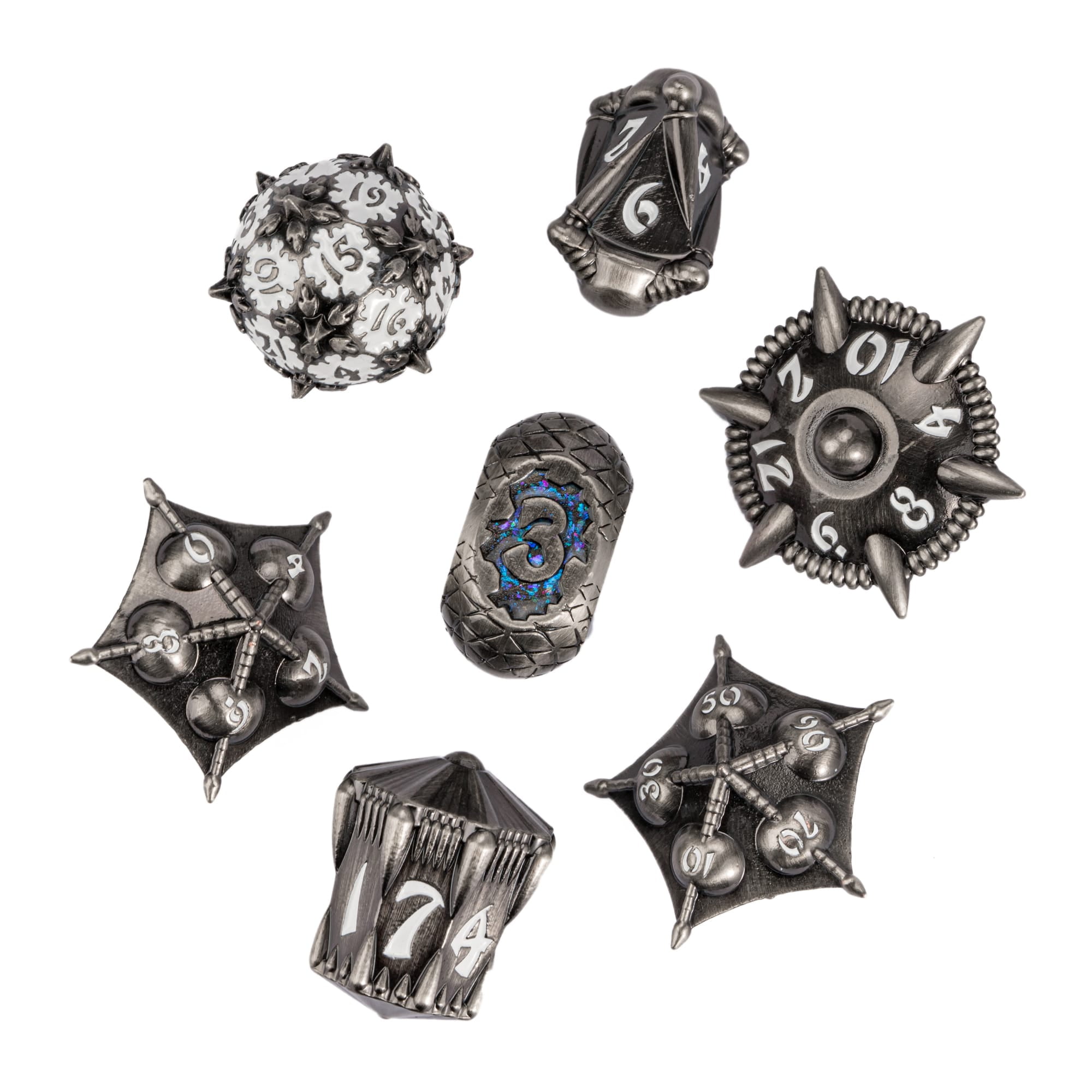Cusdie Metal DND Dice Set, 7 die Metal Polyhedral D&D Dice Set Dragon ...