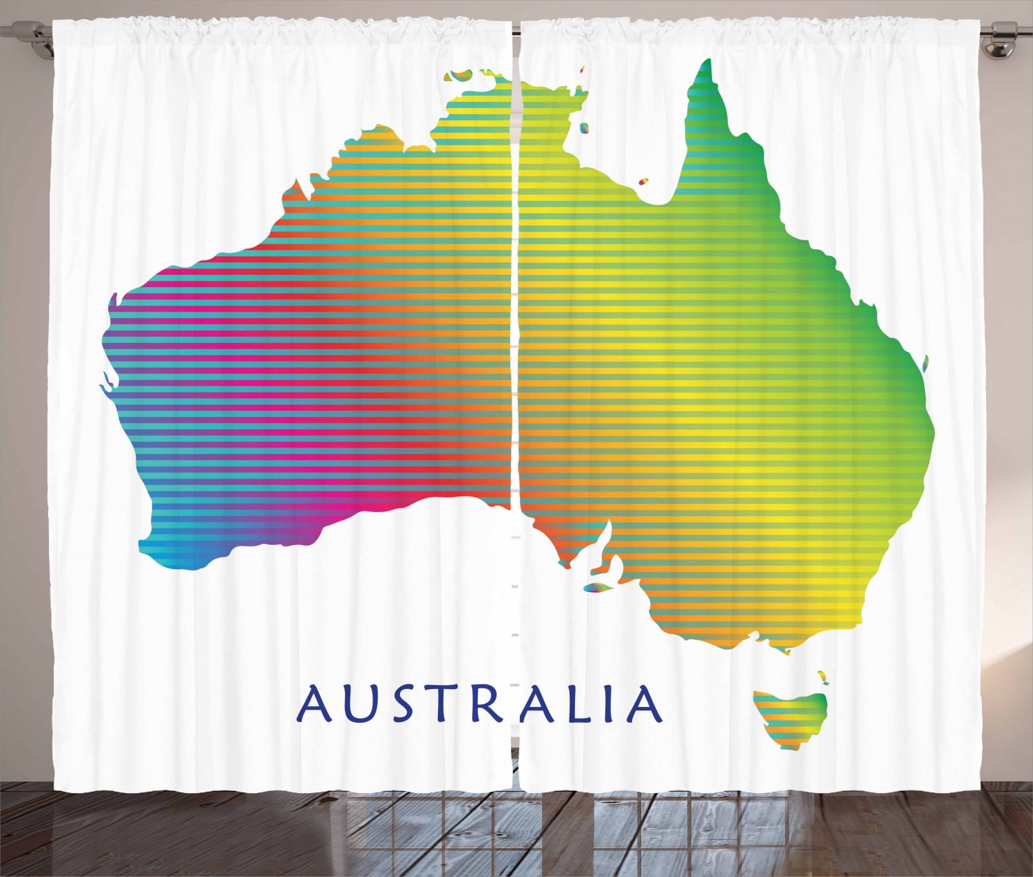 Australian Party Curtains 2 Panels Set, Continental Australia with ...