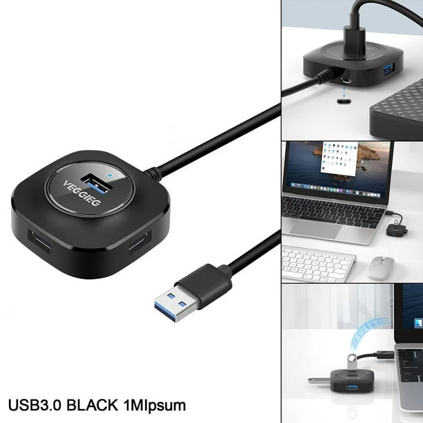 Hub USB de 4 puertos, conectores multipuerto, adaptador divisor de expansión de , extensor para ...