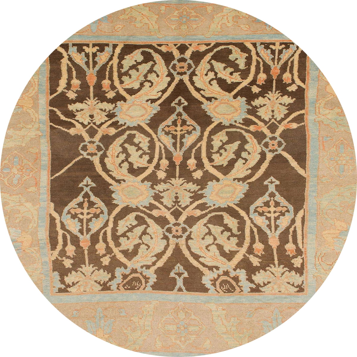 Ahgly Company Indoor Round Abstract Light Brown Abstract Area Rugs, 8 ...