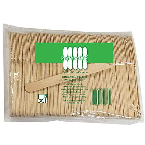 Perfect Stix Wooden Disposable Cutlery Knifes 6" length ( pack of 100ct ...