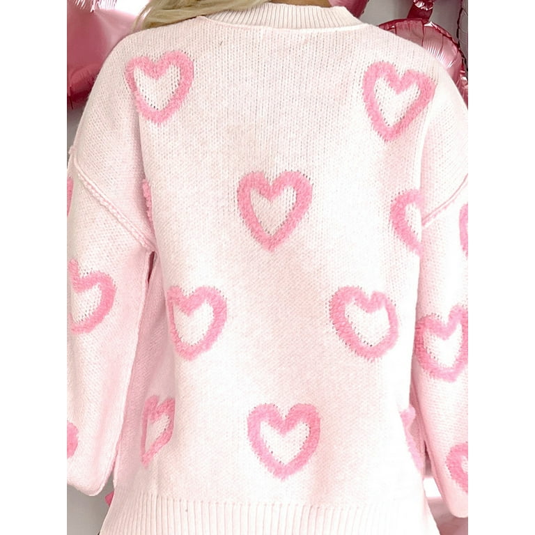 Musuos Womenacute;s Heart Sweater Fuzzy Long Sleeve Round Musuos Womenacute;s Heart Sweater Fuzzy Long Sleeve Round