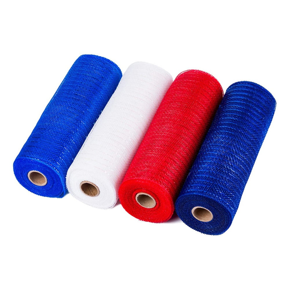 4 Rolls Deco Poly Mesh Ribbons 30 Feet Each Roll Metallic Foil Mesh ...