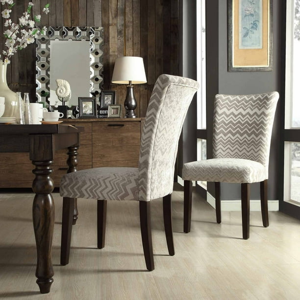 Ayana Print Parson Chair, Set of 2, Grey Chevron - Walmart.com
