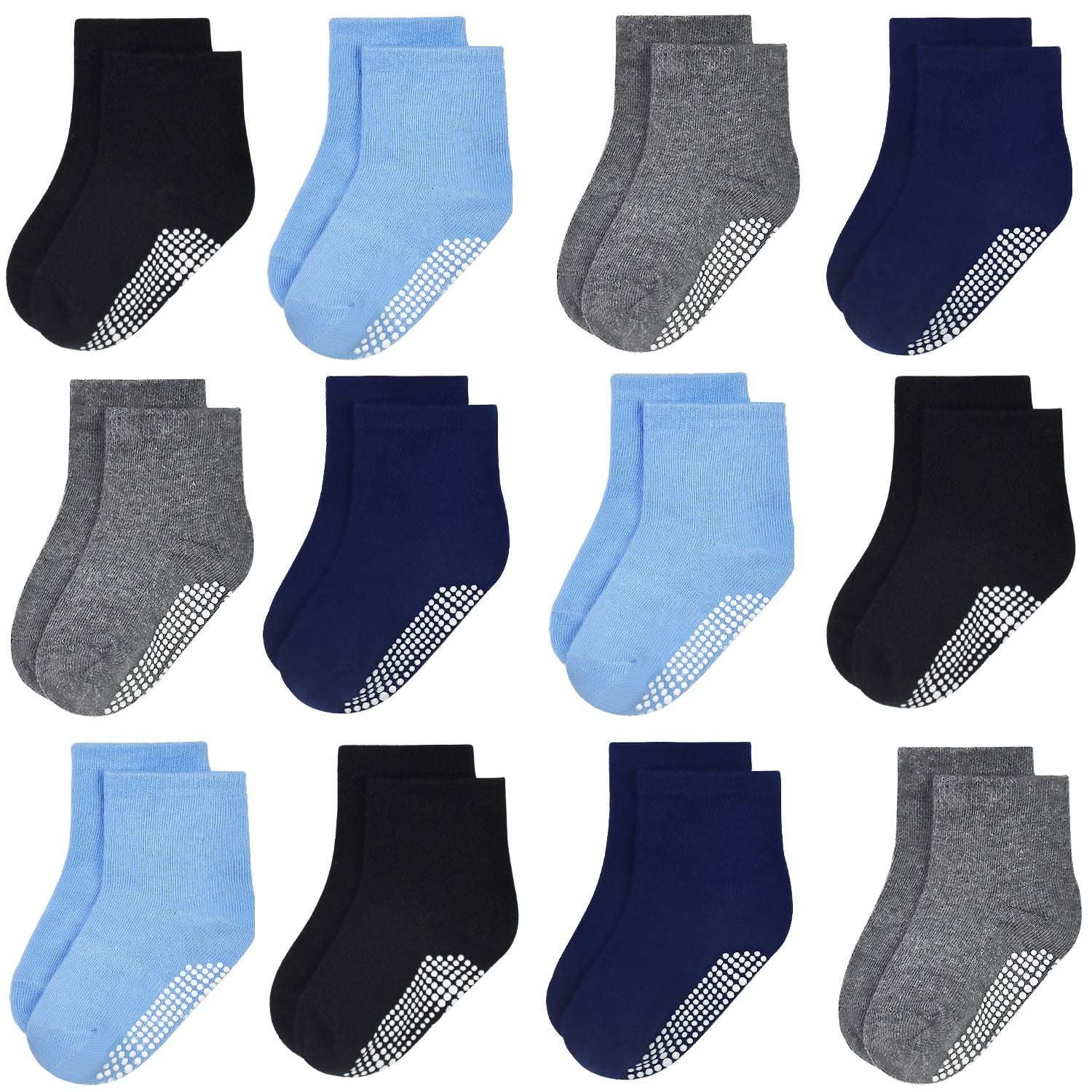 Toddler Boys Girls Non Slip Socks 12 Pairs Anti Skid Sticky Baby Socks ...
