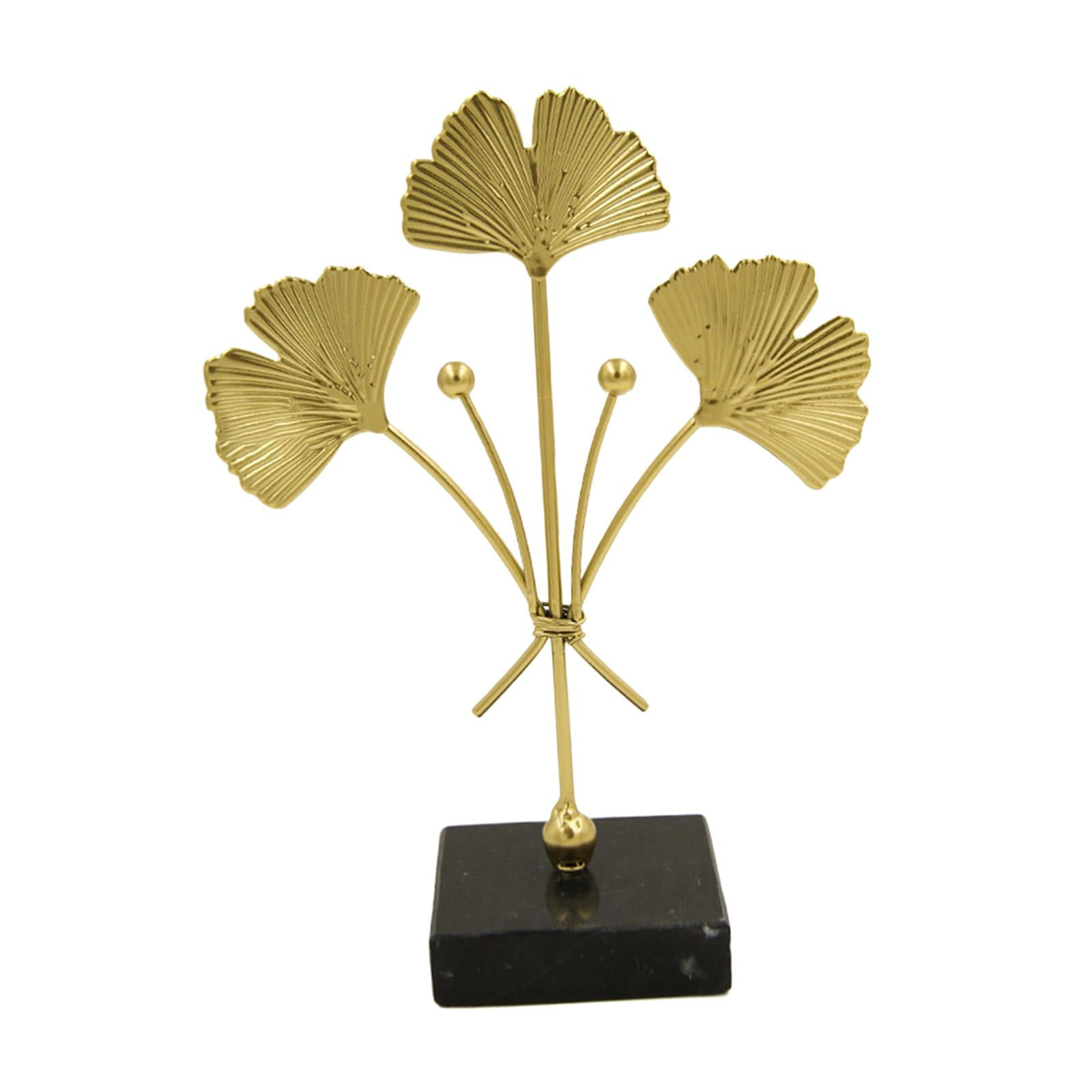 Metal Leaves Sculpture Desktop Artwork Iron Art Leaf Statue Ginkgo Leaf ...