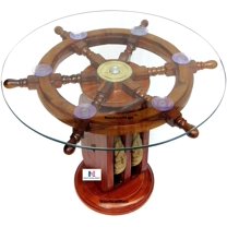 NauticalMart Wooden Ship Wheel Table - Nautical Decor- Vintage Ship ...