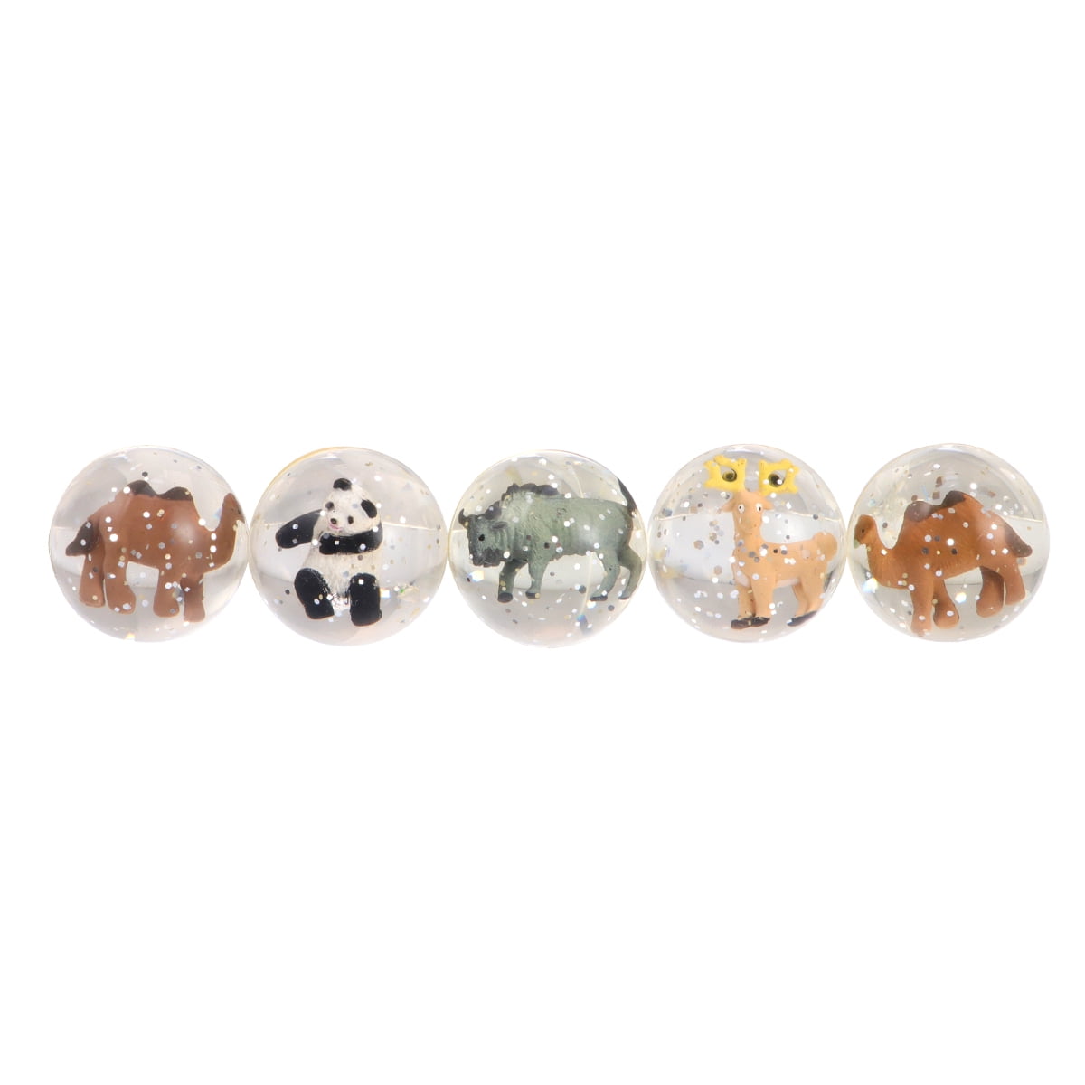 NUOLUX 5Pcs Wild Animal Designed Bouncy Ball Transparent Jumping Ball ...