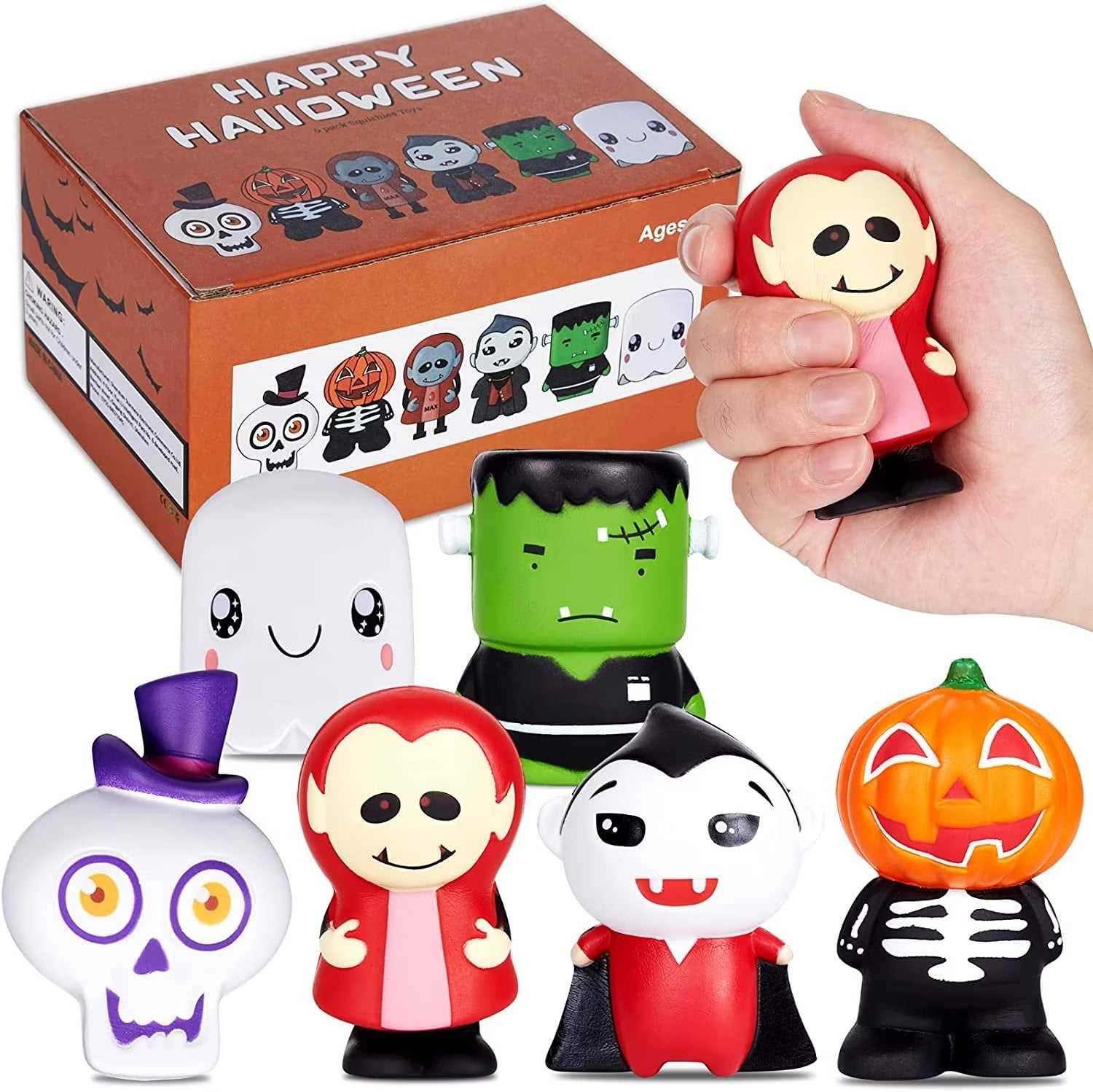 Adeeing Halloween Squishy Toys 6pcs Slow Rising Stress Relief Toys for ...