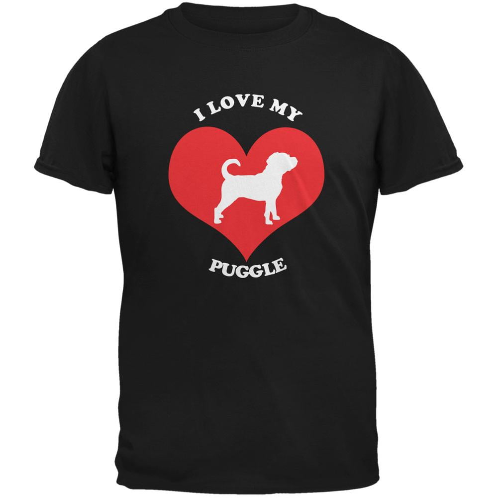 Valentines I Love My Puggle Black Adult T-Shirt - 2X-Large - Walmart.com