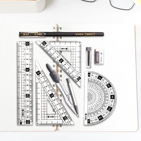 Geometry Math Ruler Ruler Protractor Straight Ruler for Measuring Gray ...