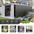 10×14 FT Outdoor Storage Shed, Metal Utility Tool Shed with 3 Lockable ...
