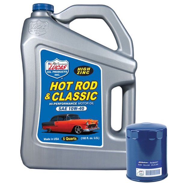 Lucas 10683 SAE 10W40/AC Delco PF1218 Hot Rod Oil Change Kit, 5Q ...