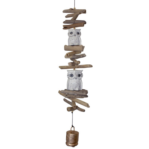 Cohasset Gifts & Garden Twin Oscar Owl Wooden Wind Bell - Walmart.com
