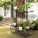 Ktaxon 6-Tier Garden Cart Stand & Flower Pot Metal Plant Holder Display ...