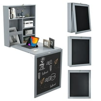 Costway Home Office Study Wall Mounted Writing Desk with Storage, Fold ...