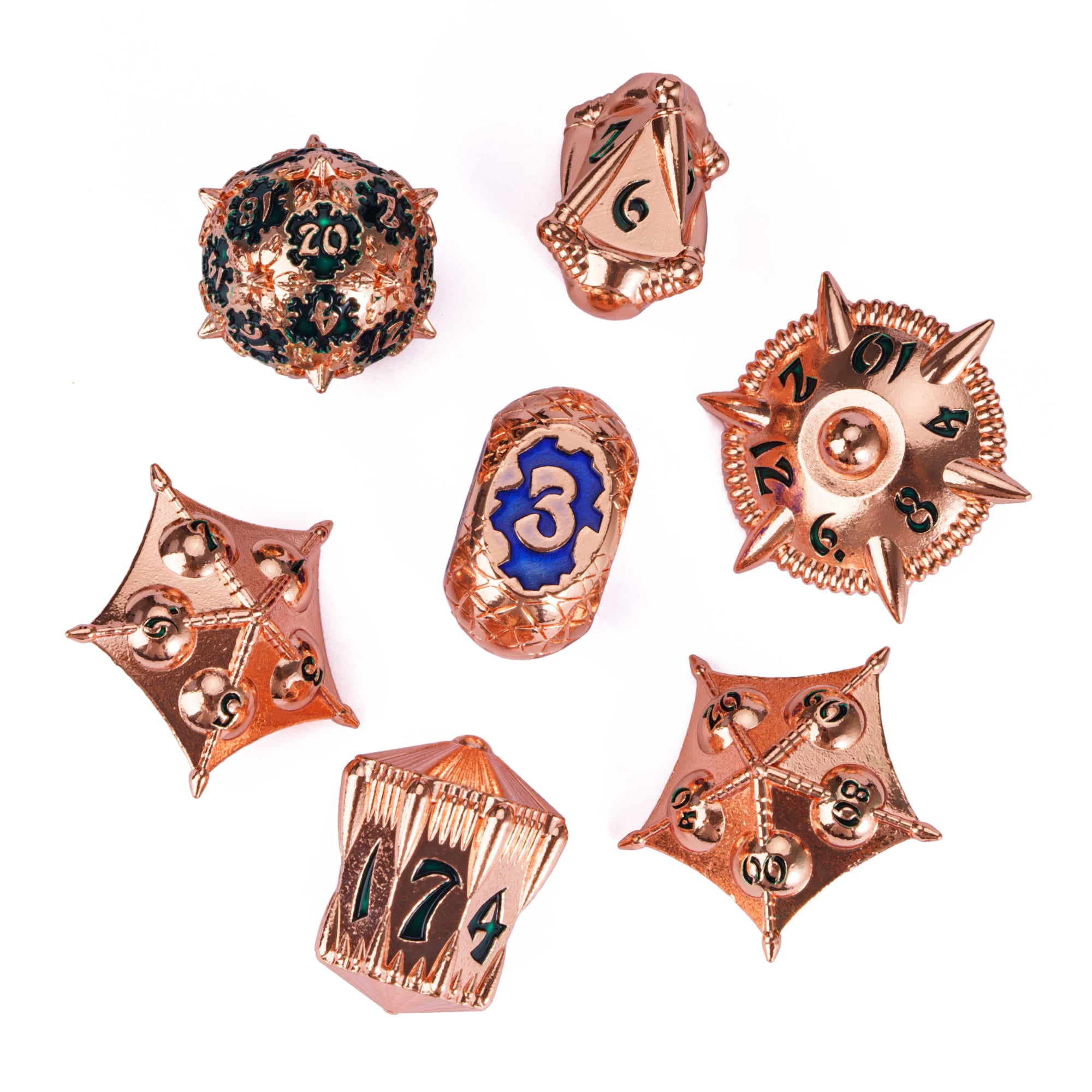 Cusdie Metal DND Dice Set, 7 die Metal Polyhedral D&D Dice Set Dragon ...