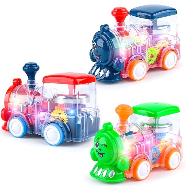 Light Up Transparent Car Toy For Kids 1:32 Electric Universal Inertia ...