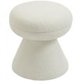 Meridian Furniture Drum Cream Faux Shearling Teddy Fabric Ottoman/Stool ...