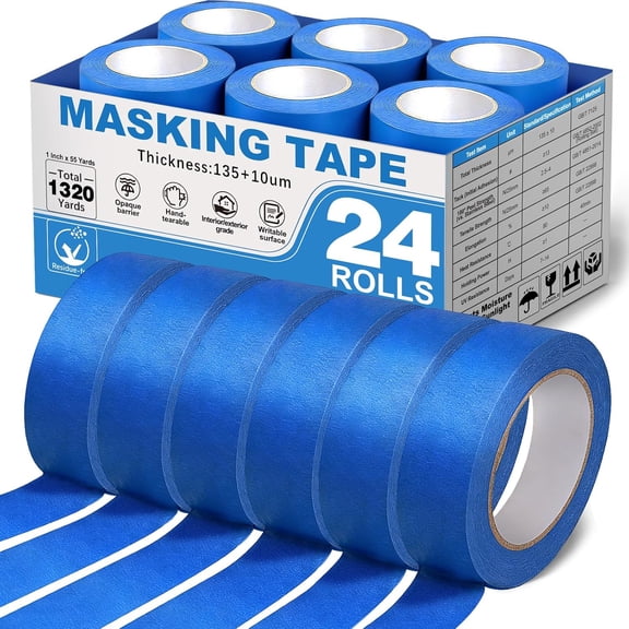 Bulk 24-Roll 2 Inch Painters Tape, 248 ℉ High-Temp Masking Tape, 1320 ...
