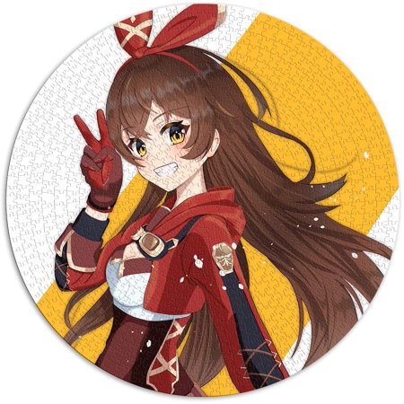 Genshin Impact Diona 1000 Piece Circular Puzzle Brain Intelligence Challenge 26.5"x26.5" Great ...