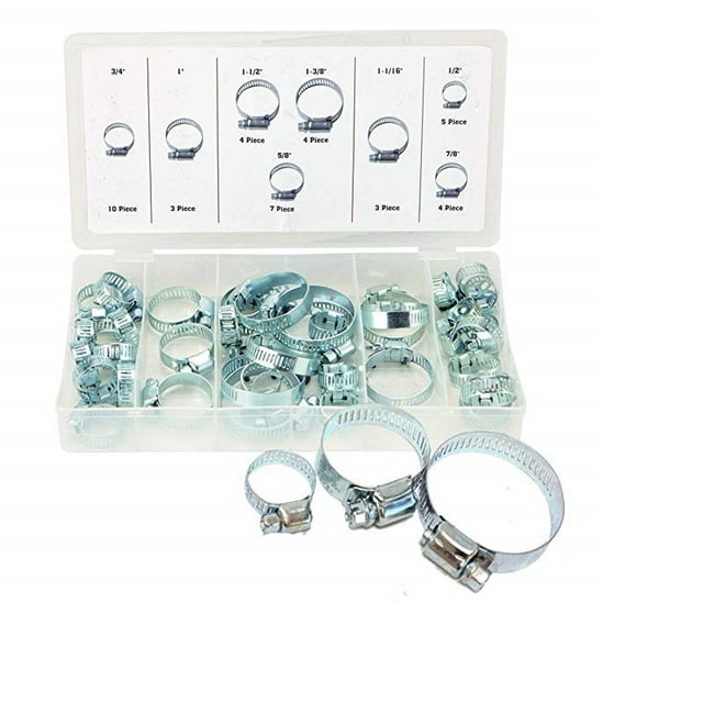 40Pc Hose Clamp Assortment Set Sizes 1/2" to 1-1/2"Gear Type Assorted ...