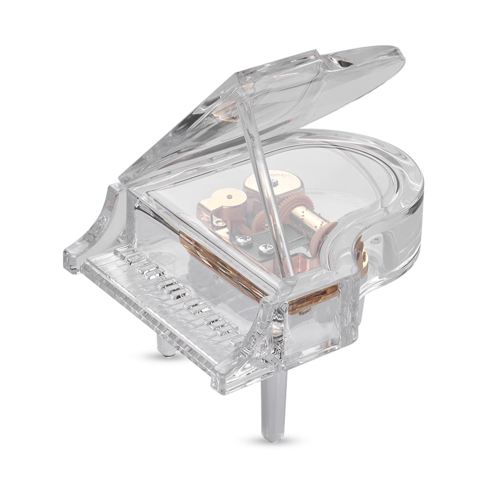 Mechanical Wind-up Piano Shape Music Box Transparent Acrylic Classic ...