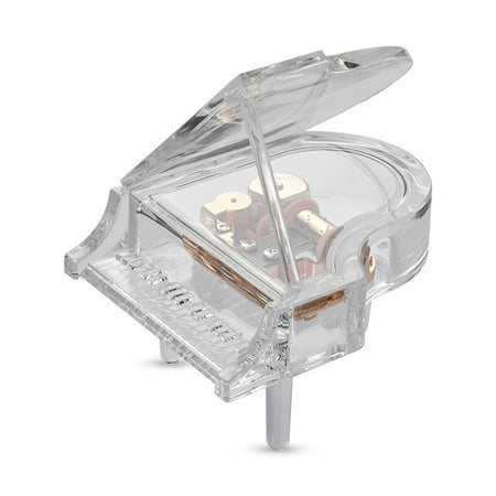 Mechanical Wind-up Piano Shape Music Box Transparent Acrylic Classic ...